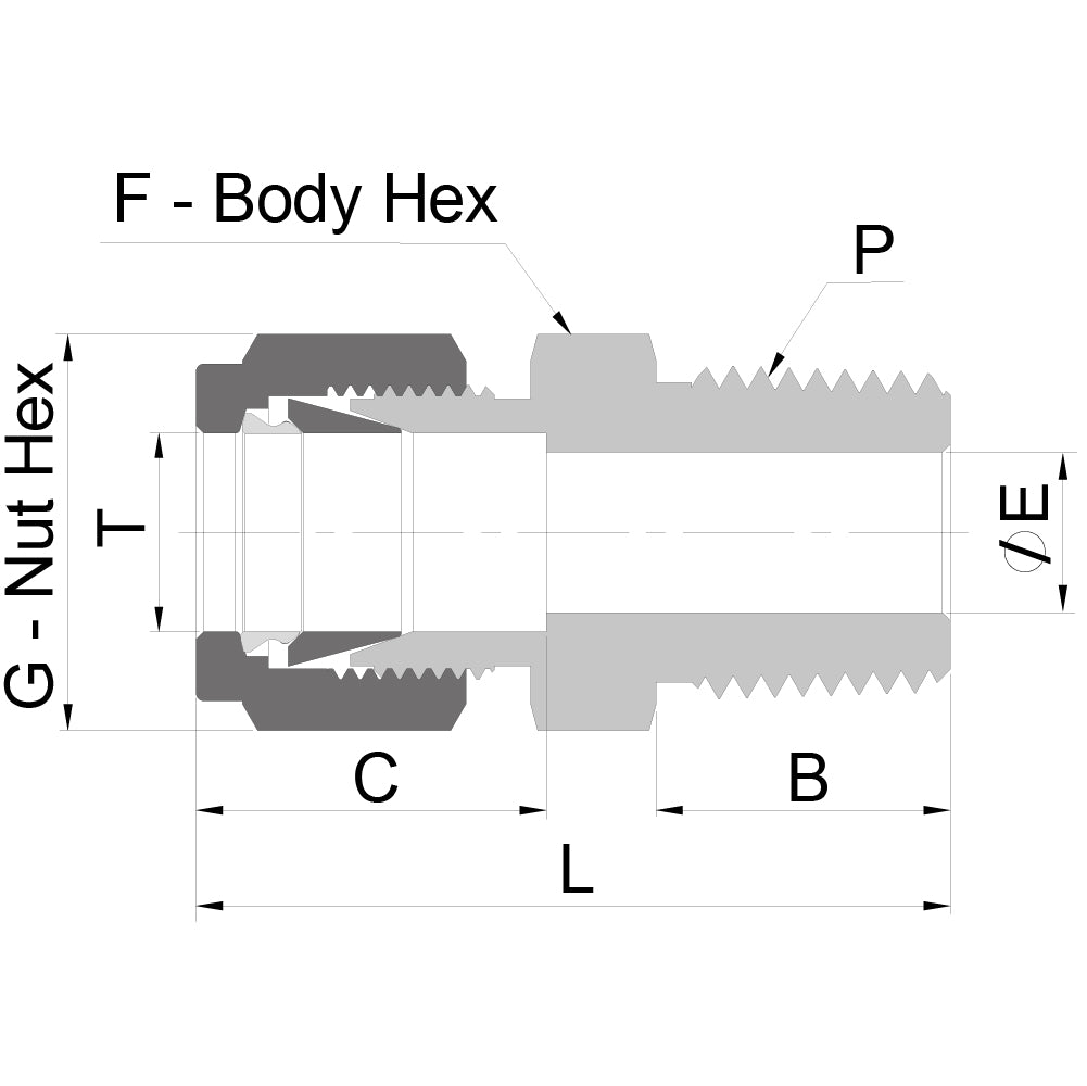RACOR RECTO DE 1/4 OD 1/4 NPT INOX – TUBING Y CONEXIONES TUCO