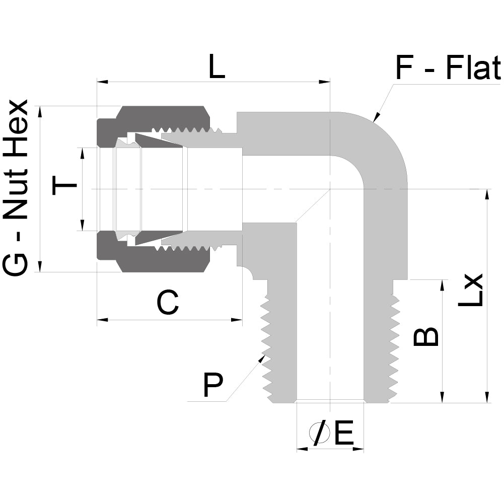 RACOR CODO DE 1/4 OD 1/4 NPT INOX – TUBING Y CONEXIONES TUCO